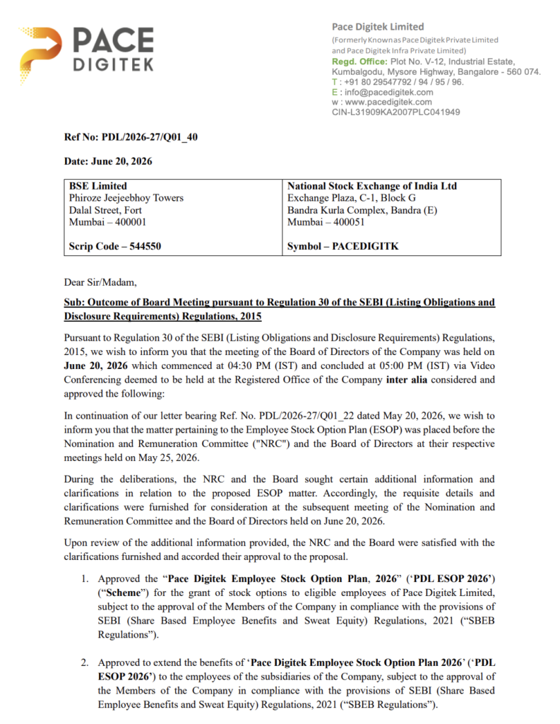 Pace Digitek Approves ESOP 2026, Accelerates BESS Capacity Expansion ...